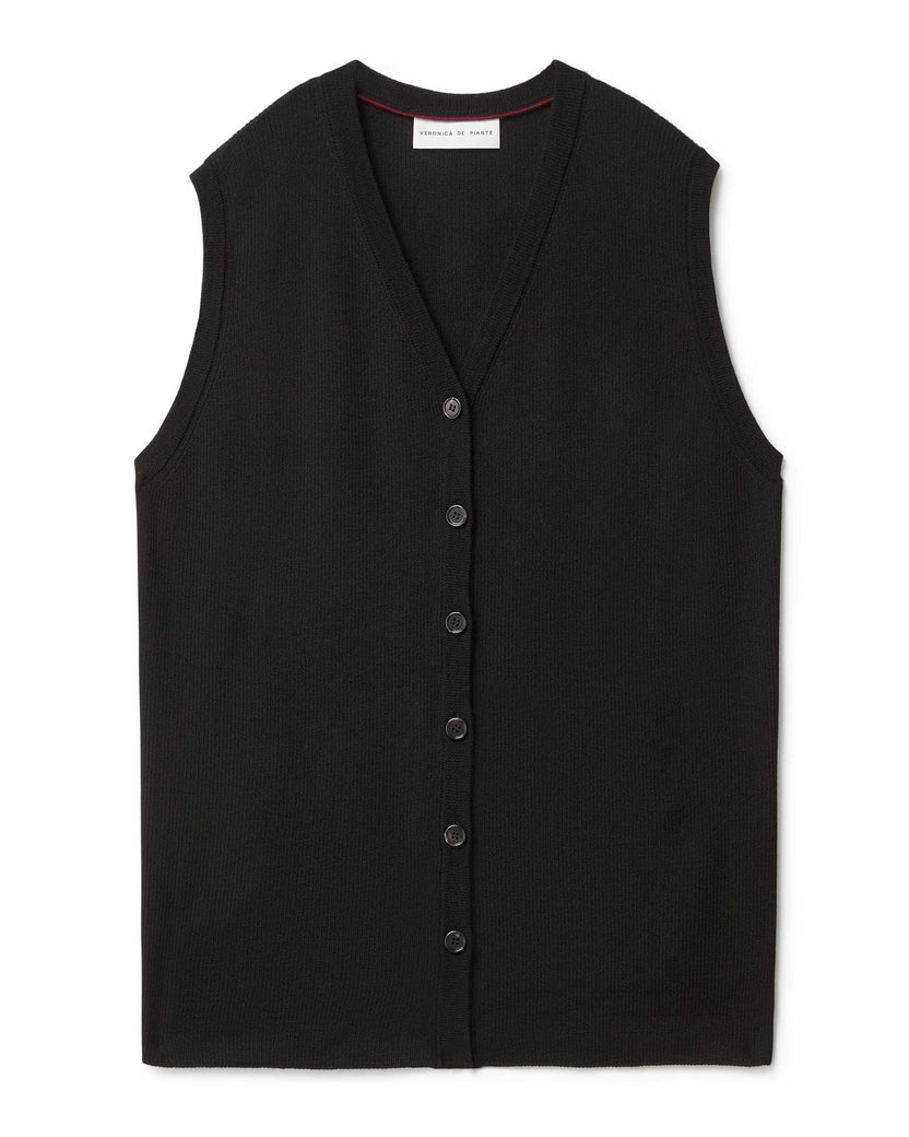 Alice Vest in Merino Wool, Black – Veronica De Piante